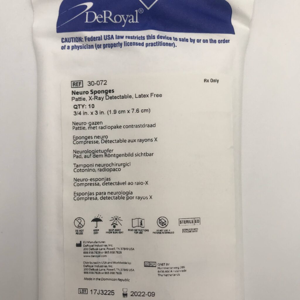 DeRoyal 30-072 Neuro Sponges (10/Pkg) - GB TECH USA