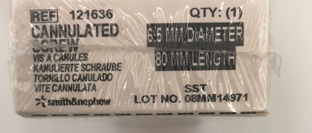 Smith&Nephew 121636 Cannulated Screw 6.5mm Diameter, 80mm Length (x ...