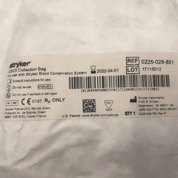 STRYKER 0225-028-851 CBCII Collection Bag (X) - GB TECH USA