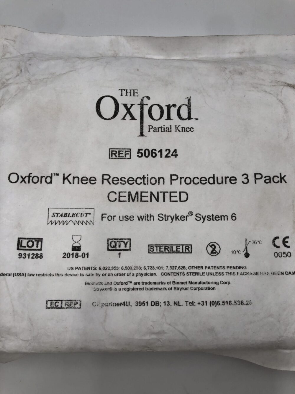 Synvasive Technology 506124 Oxford, Knee Resection Procedure 3 Pack ...