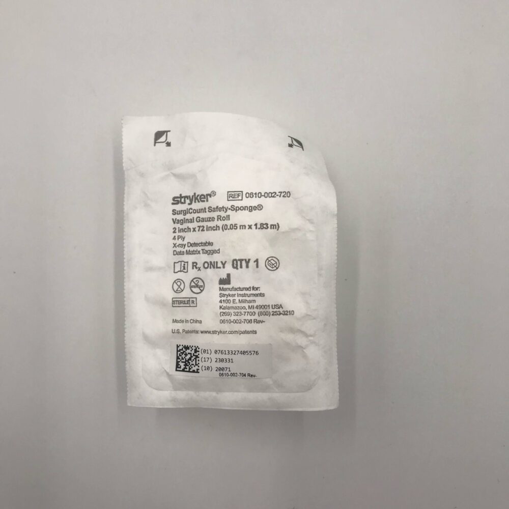 Stryker 0610-002-720 SurgiCount Safety-Sponge Vaginal Gauze Roll 2in x ...