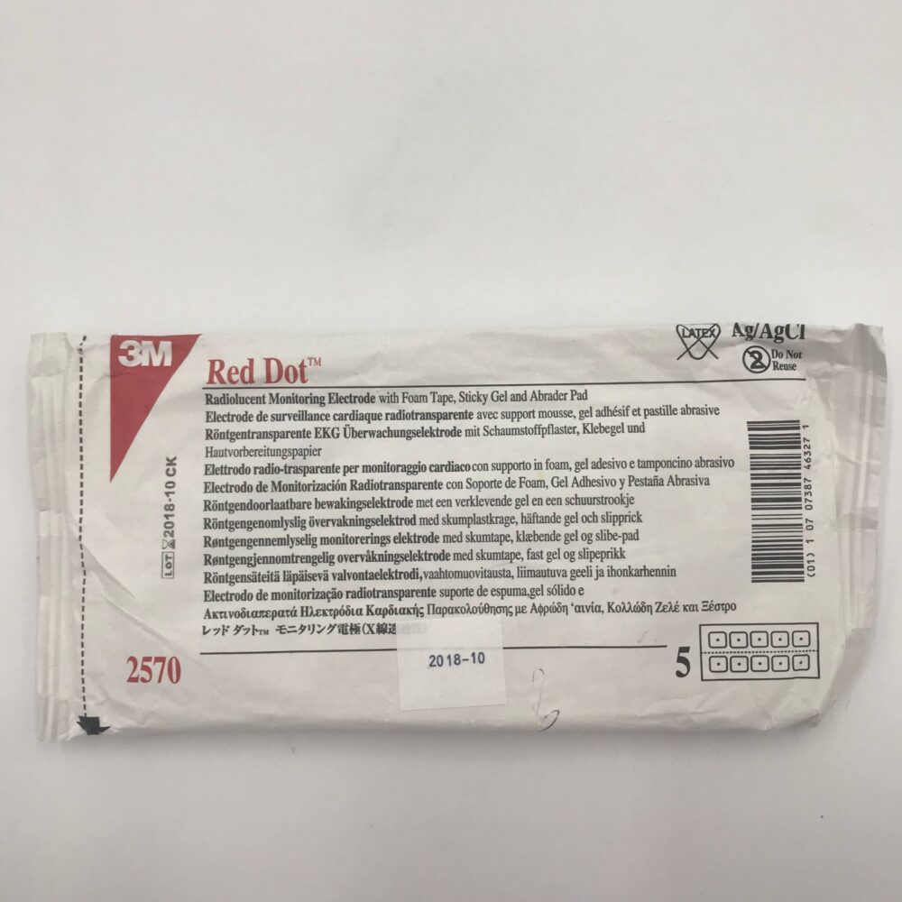 3M 2570 Red Dot Radiolucent Monitoring Electrode w/ Foam Tape (x) - GB ...
