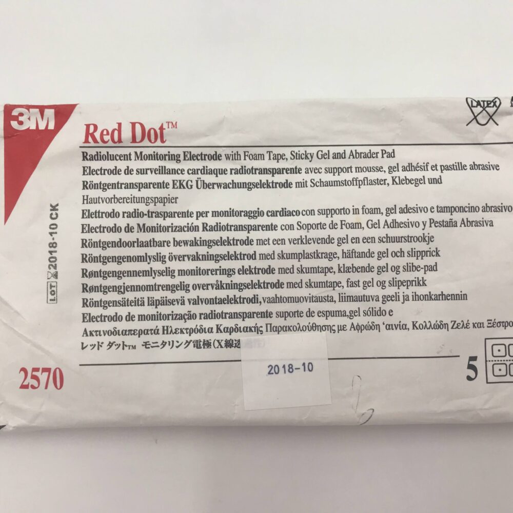 3M 2570 Red Dot Radiolucent Monitoring Electrode w/ Foam Tape (x) - GB ...