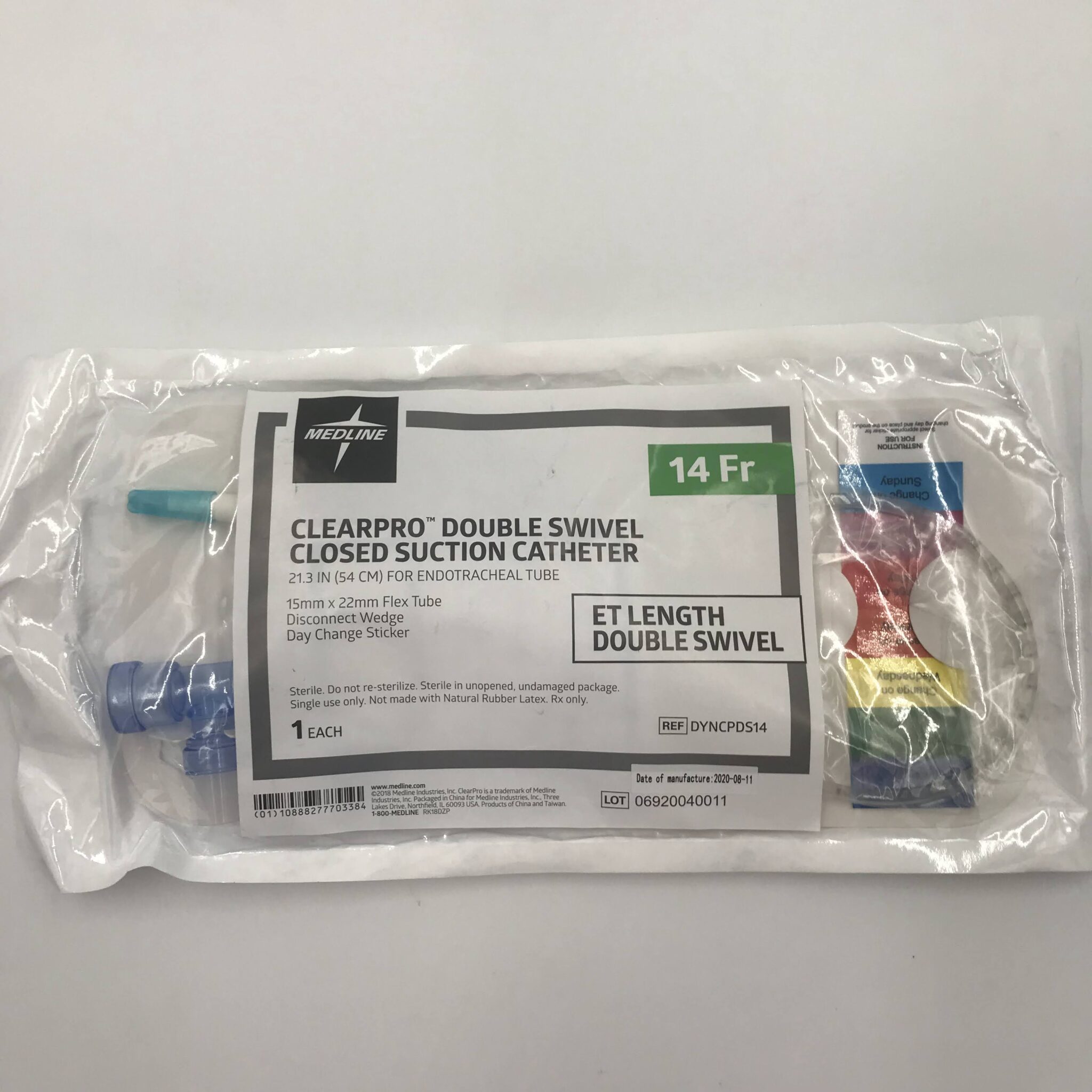 MedLine DYNCPDS14 ClearPro Double Swivel Closed Suction Catheter, 14Fr ...
