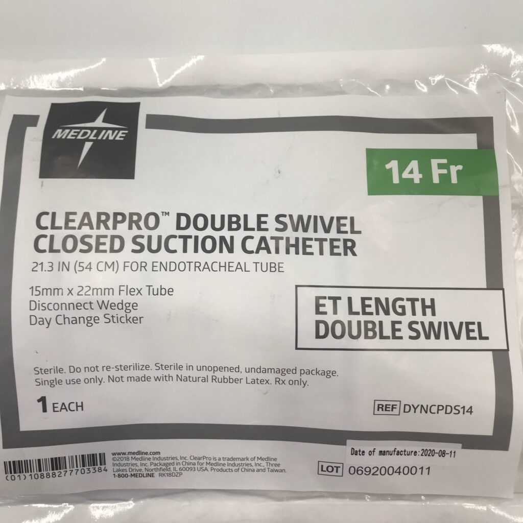 MedLine DYNCPDS14 ClearPro Double Swivel Closed Suction Catheter, 14Fr ...