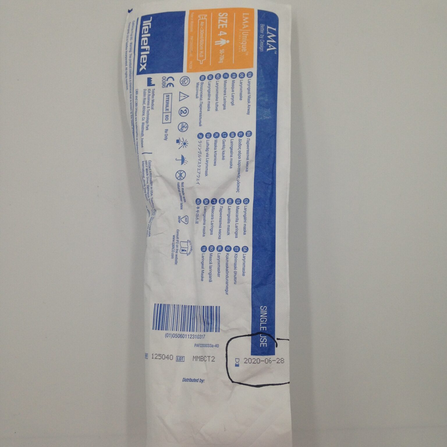 TeleFlex 125040 LMA Unique, Laryngeal Mask Airway, S=4 (x) - GB TECH USA