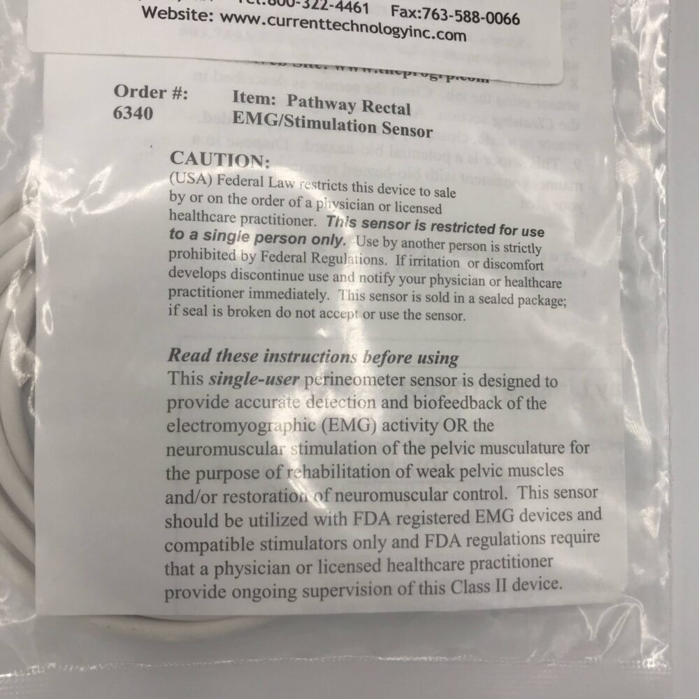 Current Technology 6340 Pathway Rectal EMG/Stimulation Sensor - GB TECH USA