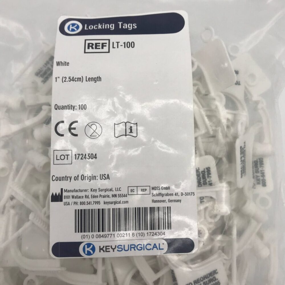 KeySurgical LT-100 White locking Tags (100\bag) 1" Length - GB TECH USA