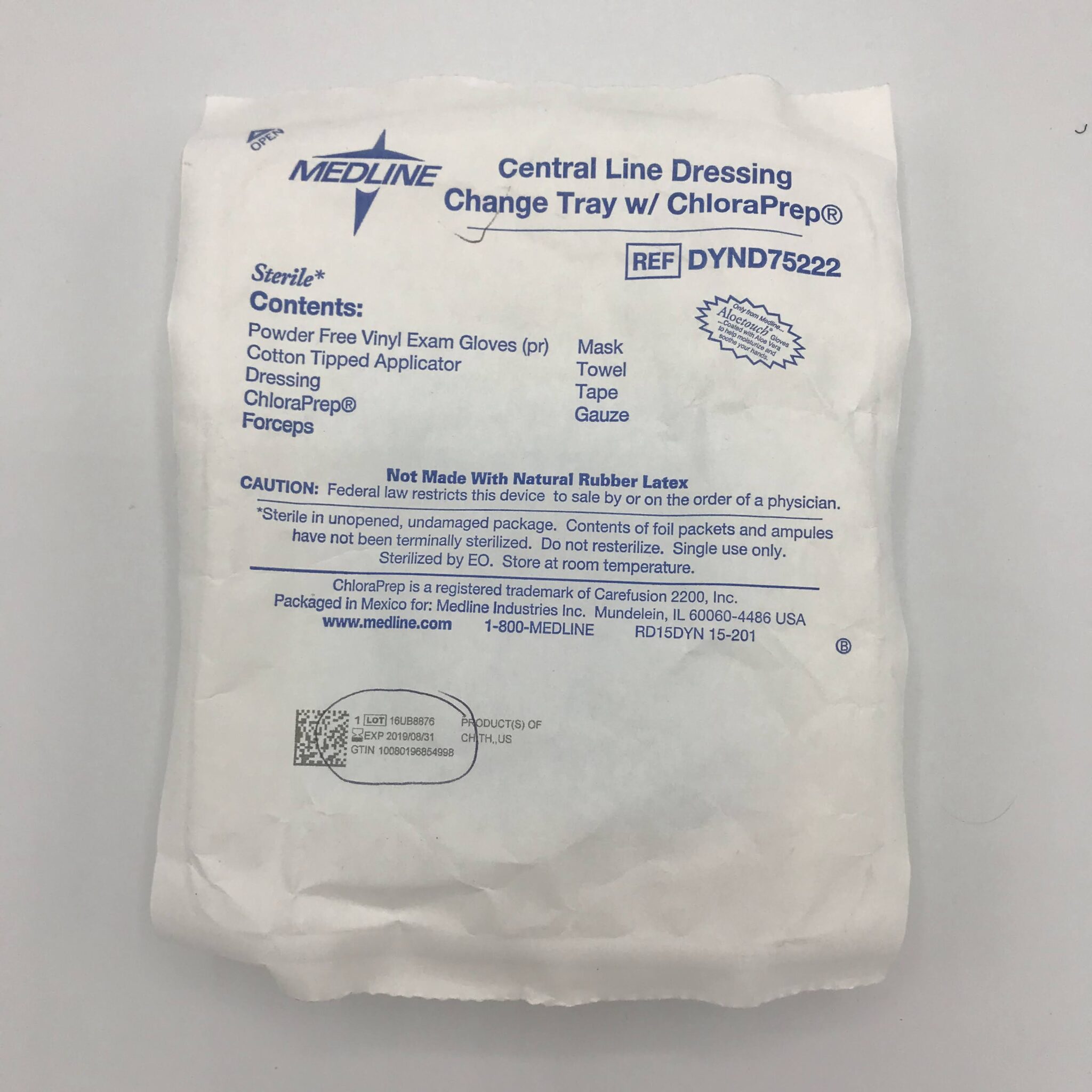 Medline DYND75222 Central Line Dressing, Change Tray w/ ChloraPrep (x ...