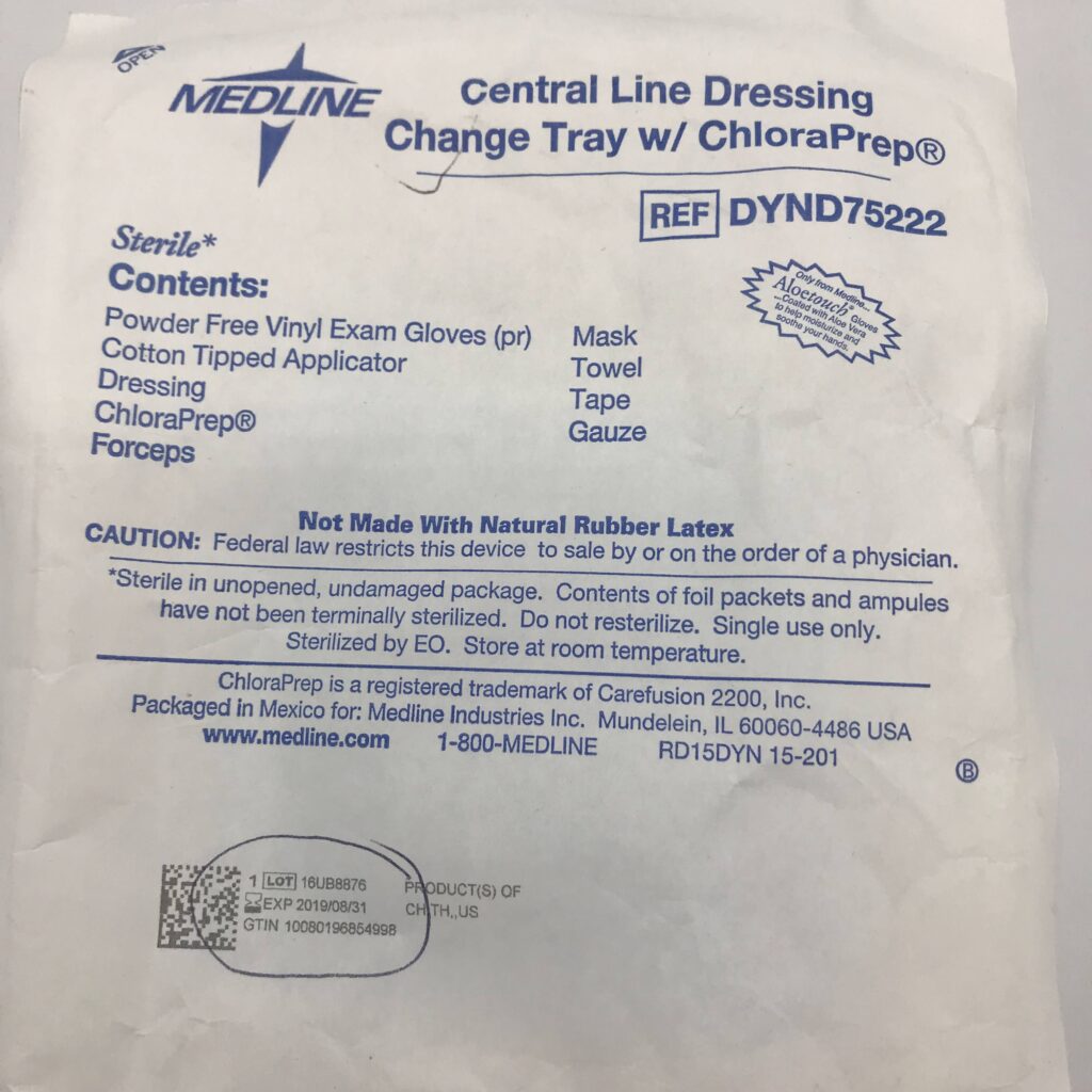 Medline DYND75222 Central Line Dressing, Change Tray w/ ChloraPrep (x ...