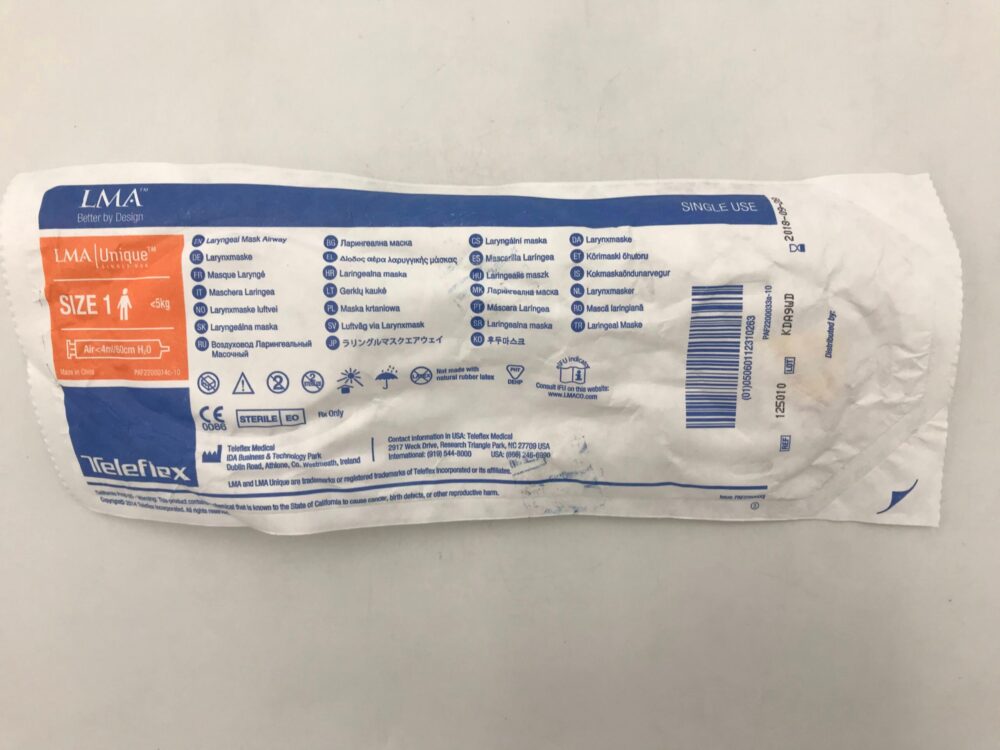 TELEFLEX 125010 LMA Unique Laryngeal Mask Airway Size 1 (X) – GB TECH USA