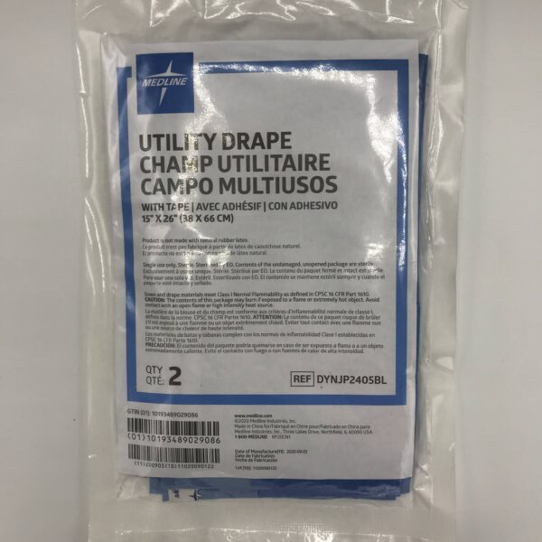 Medline DYNJP2405BL, Utility Drape, w/Tape 15″x 26″ (38x66cm) (2/pkg ...