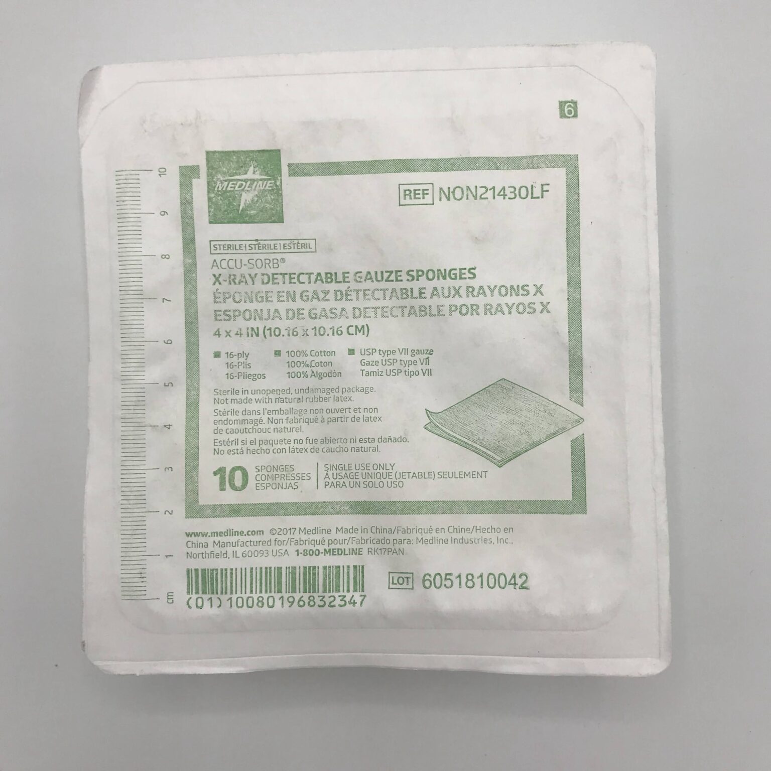 Medline NON21430LF Accu-Sorb, X-Ray Detectable Gauze Sponges - GB TECH USA