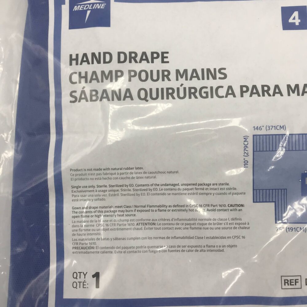 Medline DYNJP8005 Surgical Hand Drape 146" x 110" x 75" - GB TECH USA