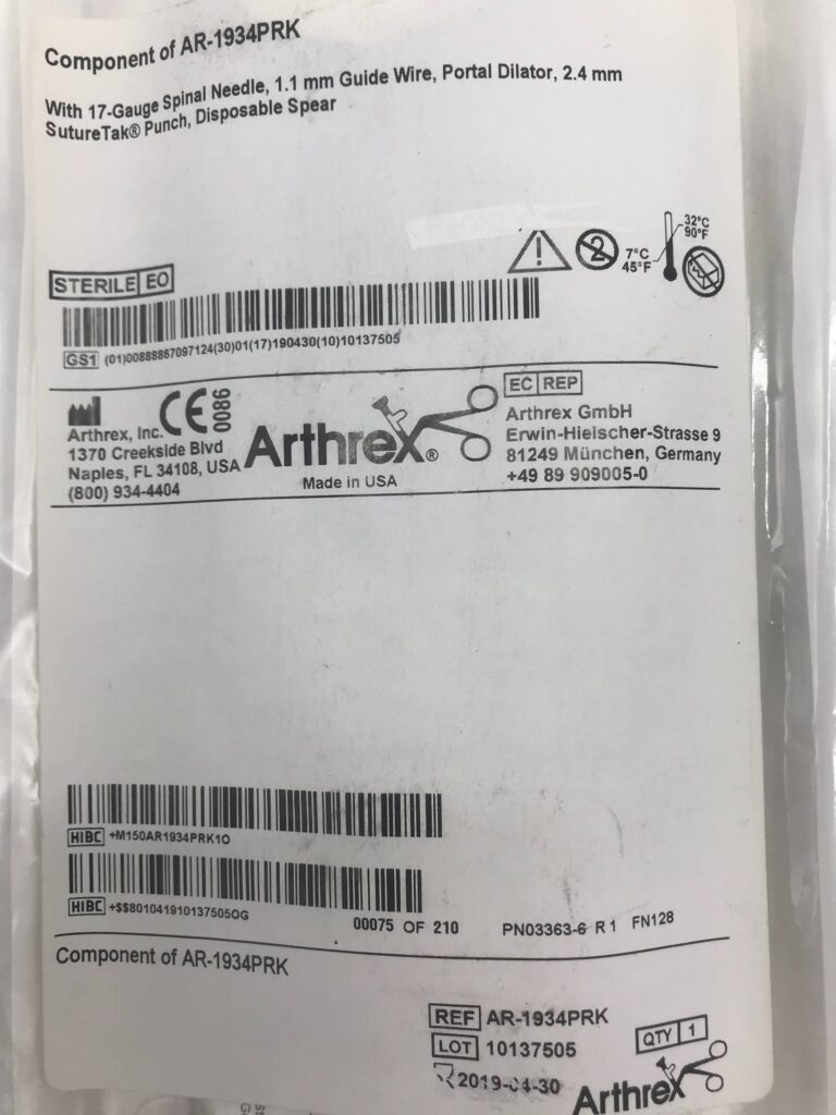 Arthrex AR-1934PRK (Component of AR-1934PRK) 17-Gauge Spinal Needle,1 ...