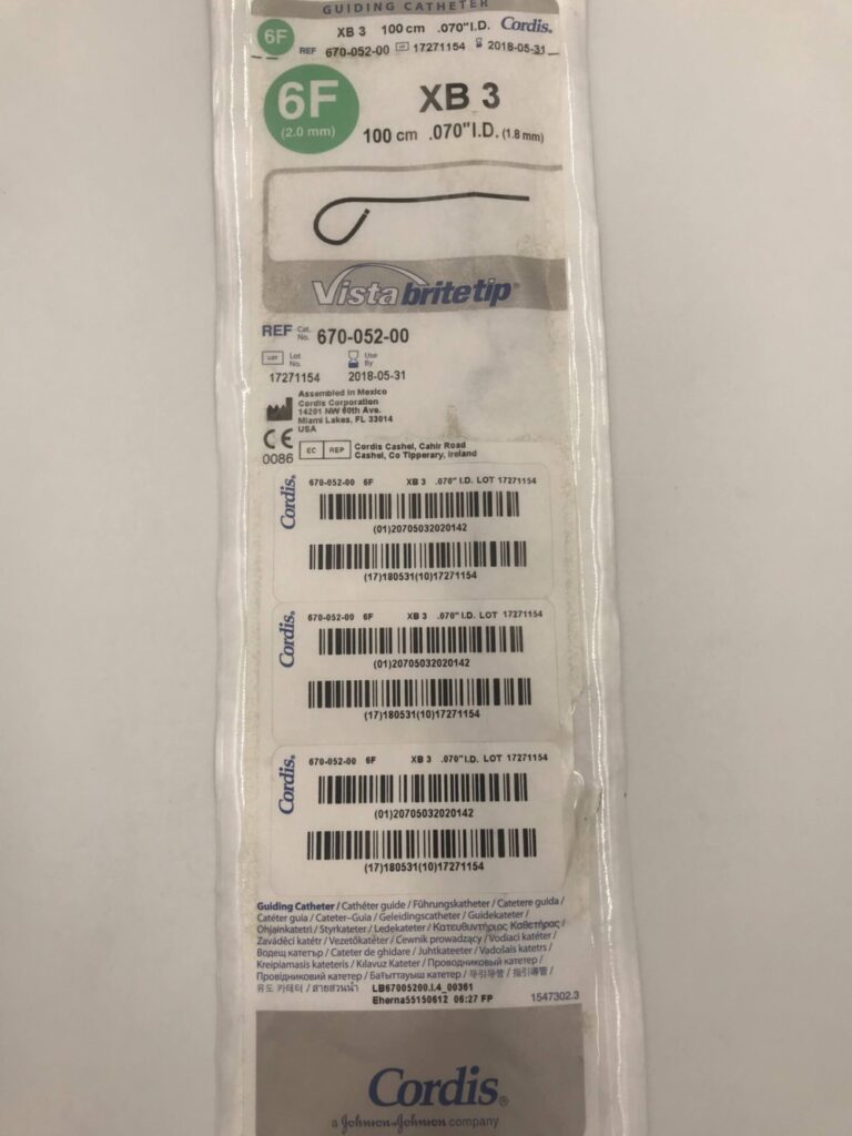 Cordis 670-052-00 VistaBriteTip Guiding Catheter, XB 3 6F (x) - GB TECH USA