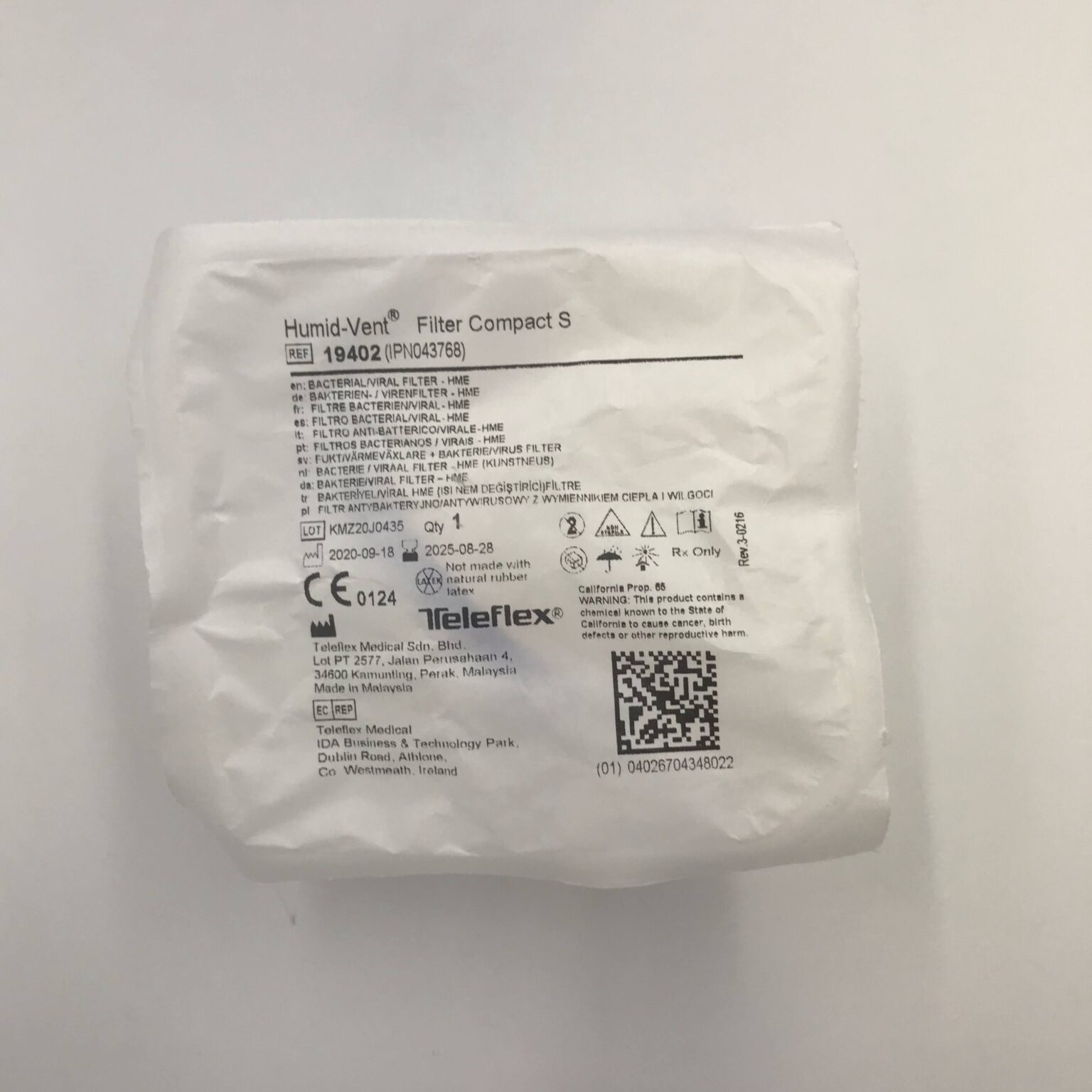 TeleFlex Medical 19402 Humid-Vent, Filiter Compact S - GB TECH USA