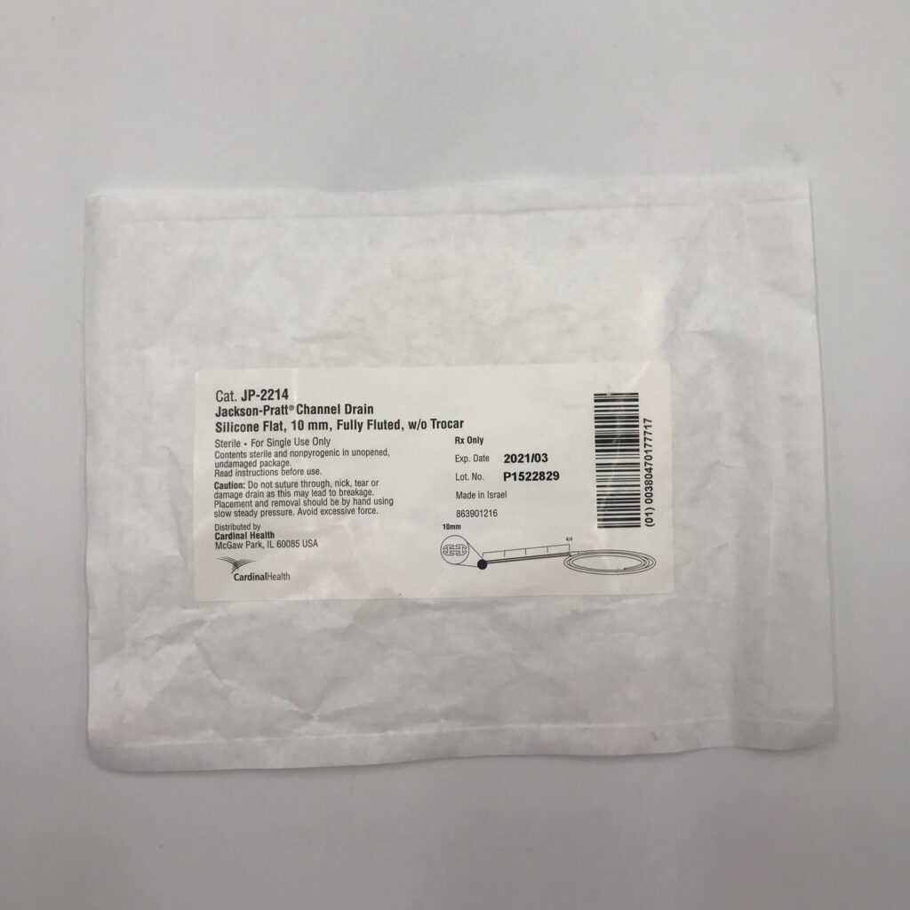 Cardinal Health JP-2214 Jackson-Pratt, Channel Drain Silicone Flat 10mm ...