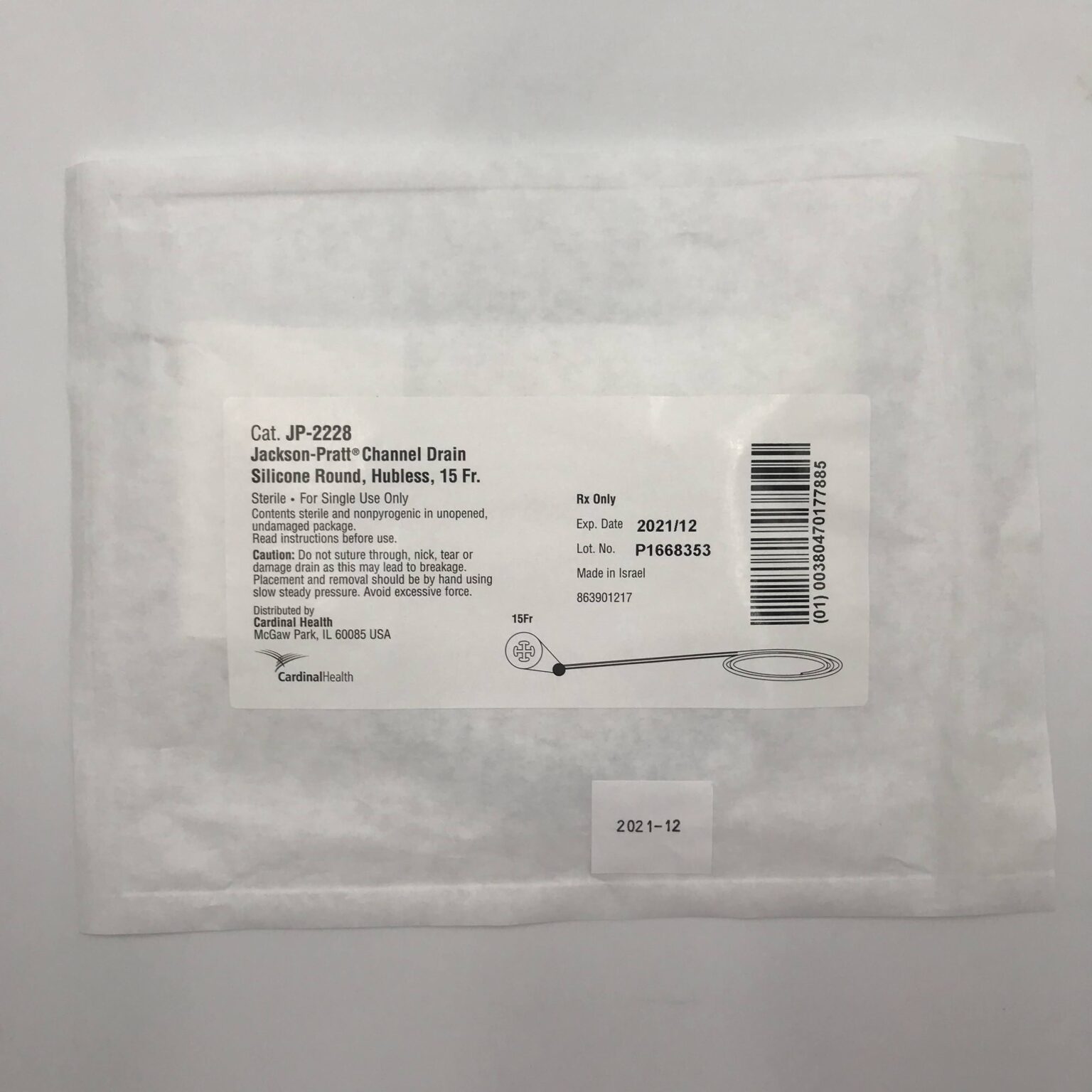 Cardinal Health JP-2228 Jackson-Pratt, Channel Drain Hubless, 15Fr (x ...