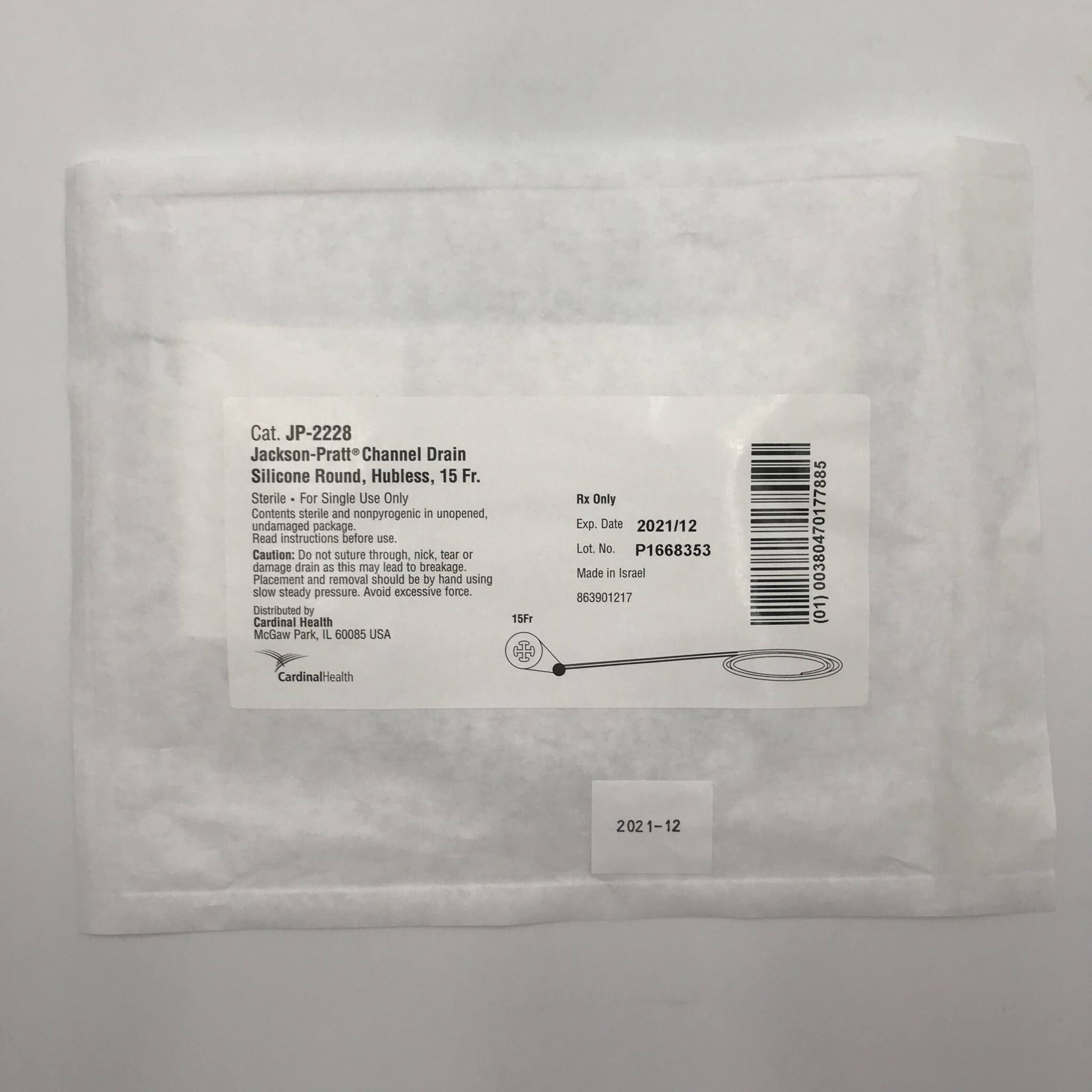 Cardinal Health JP-2228 Jackson-Pratt, Channel Drain Hubless, 15Fr (x ...