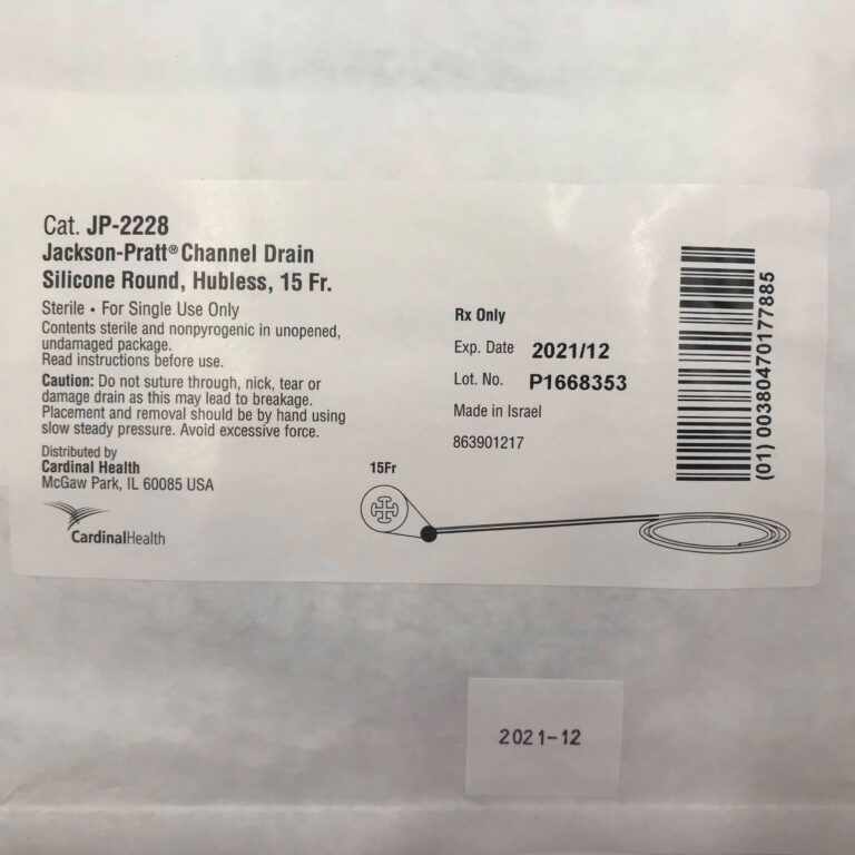 Cardinal Health JP-2228 Jackson-Pratt, Channel Drain Hubless, 15Fr (x ...