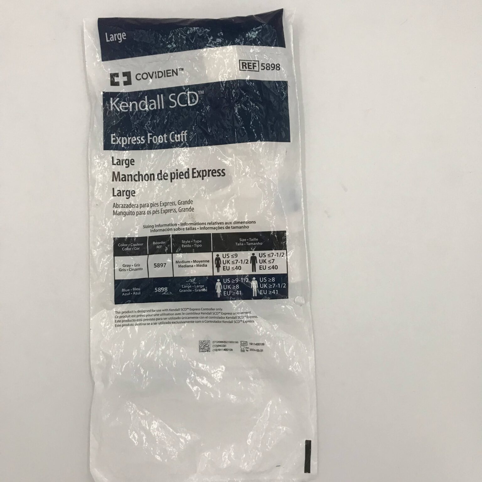 Covidien 5898 Kendall SCD, Express Foot Cuff, Large - GB TECH USA