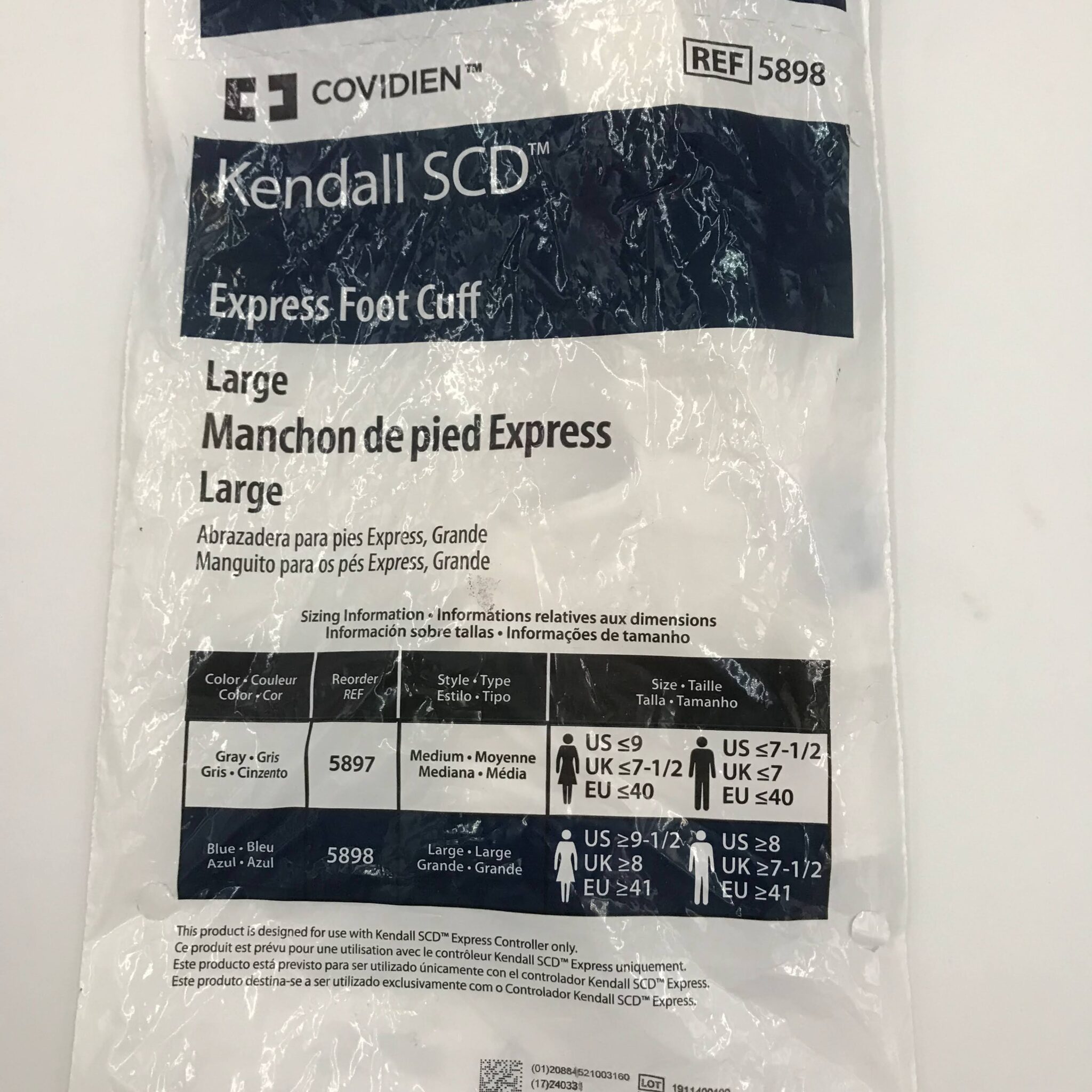 Covidien 5898 Kendall SCD, Express Foot Cuff, Large - GB TECH USA
