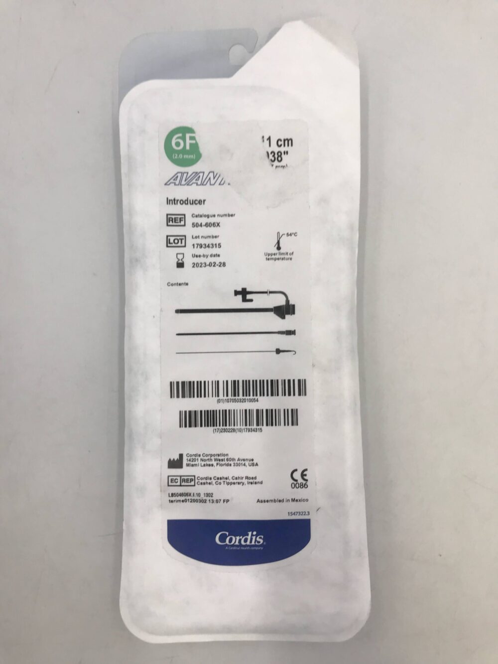 Cordis 504-606X Avanti+ Introducer, 6F (X) – GB TECH USA