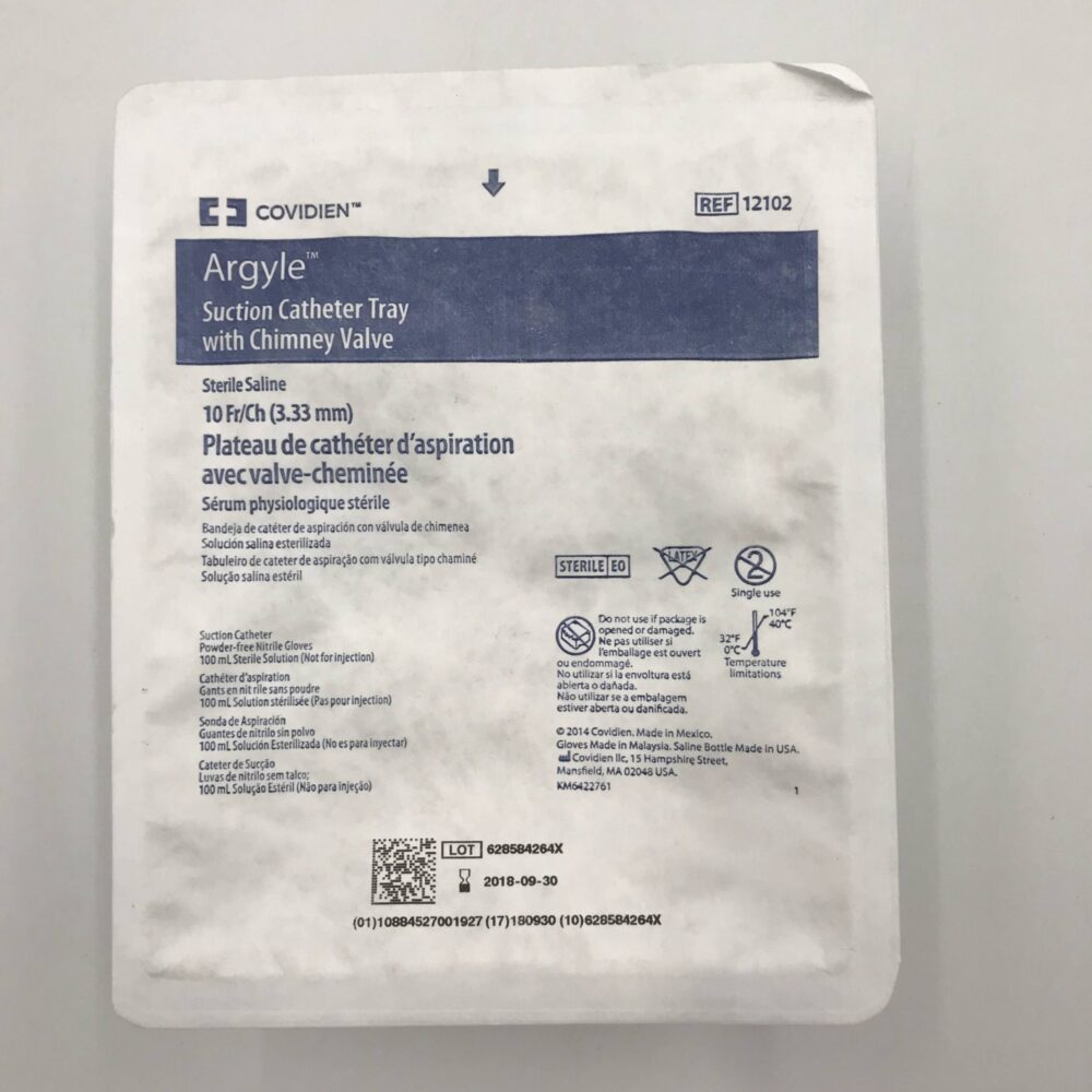 Covidien 12102 Argyle Suction Catheter Tray w/ Chimney Valve, 10Fr (x ...