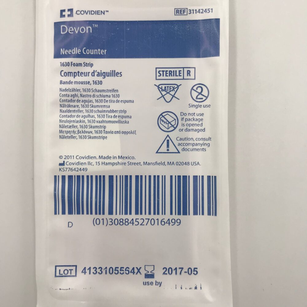 Covidien 31142451 Devon Needle Counter, 1630 Foam Strip (x) - GB TECH USA