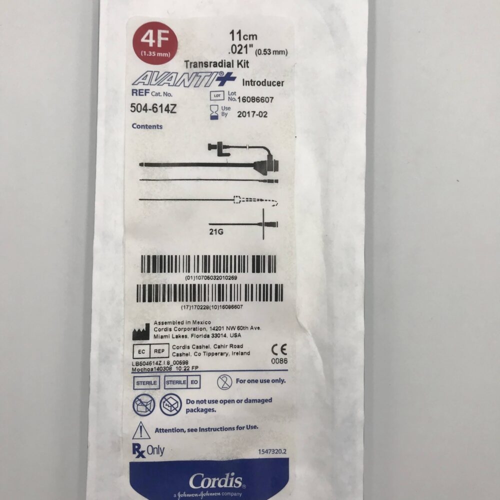 Cordis 504-614Z Avanti+ Introducer Transradial Kit, 4F (x) - GB TECH USA