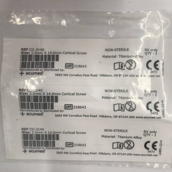 Acumed CO-3140 Cortical Screw (3.5mmx14mm) Titanium Alloy - GB TECH USA