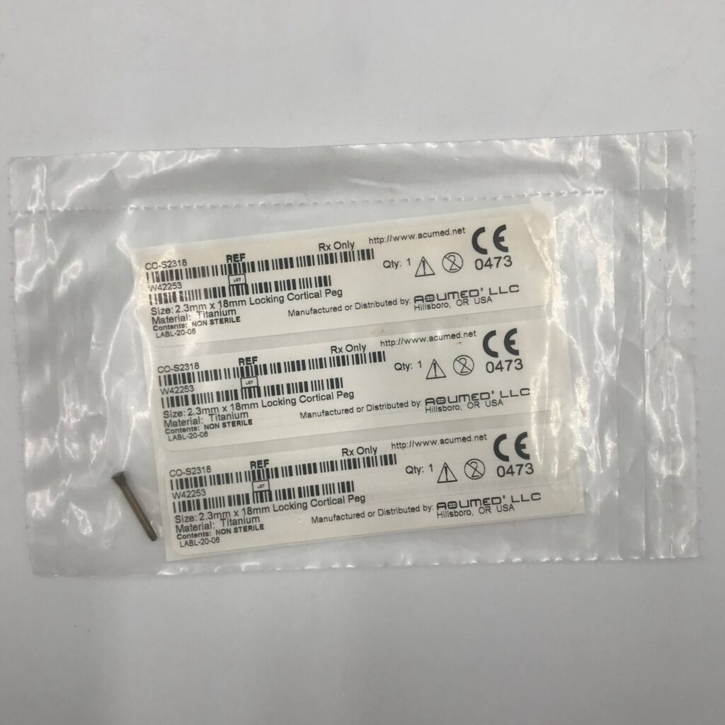 Acumed CO-S2318 Locking Cortical Peg (2.3mmx18mm) Titanium - GB TECH USA