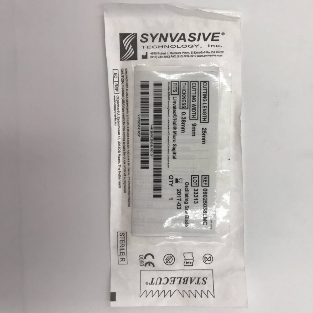 Synvasive 09025038LMC Oscillating Saw Blade, 25mm (x) - GB TECH USA