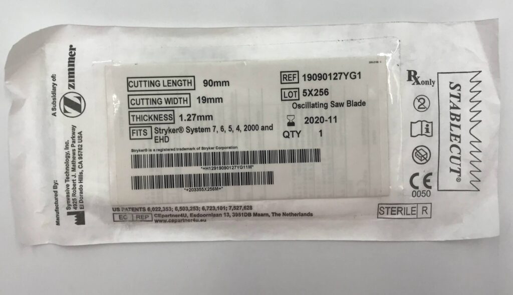 Synvasive 19090127YG1 Zimmer Oscillating Saw Blade, 90mm (x) - GB TECH USA