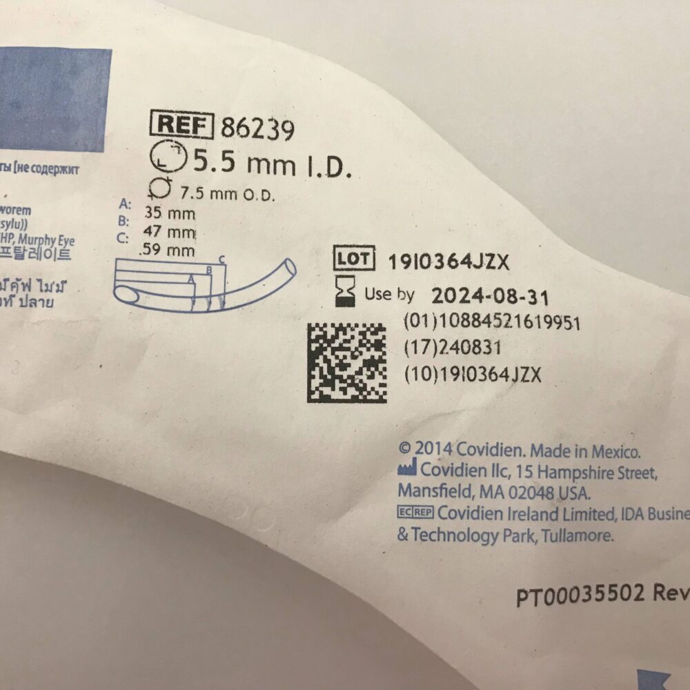 COVIDIEN 86239 Shiley Oral/Nasal Tracheal Tube Cuffless, 5.5mm - GB ...