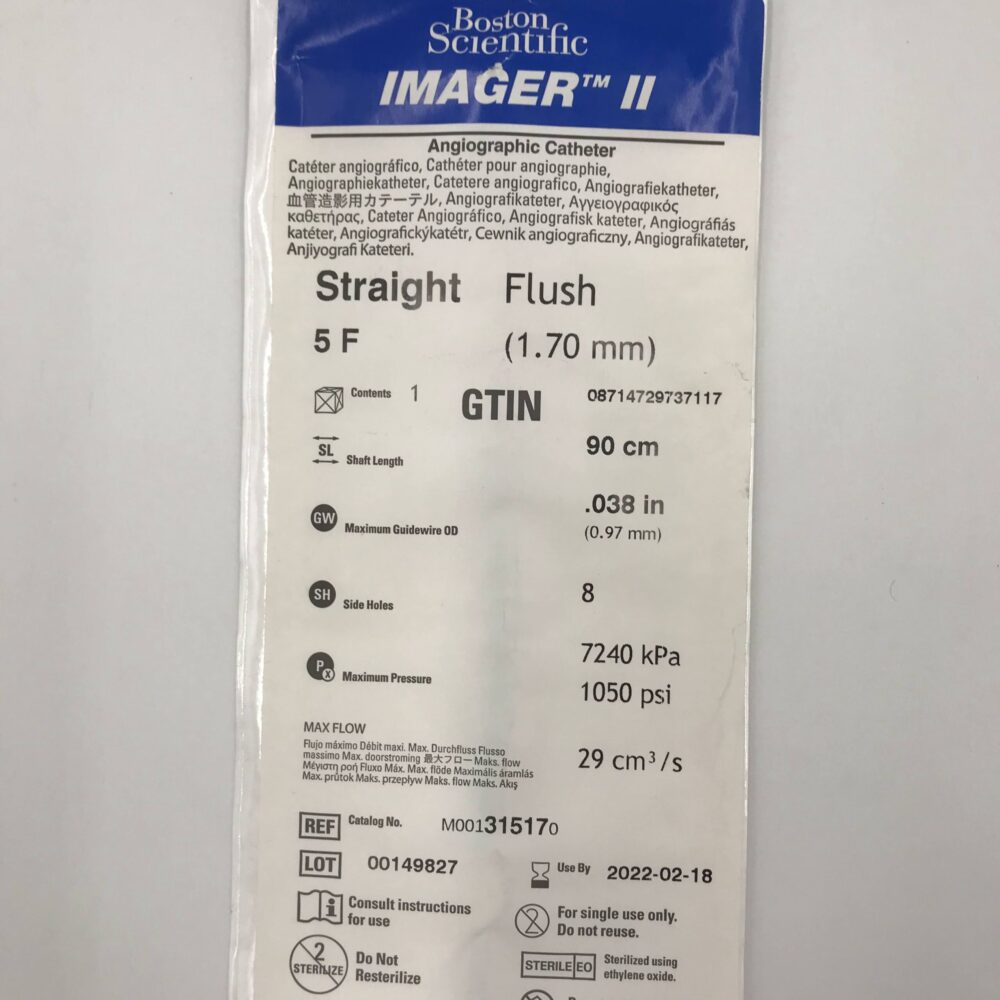 Boston Scientific 31517 Imager II Straight Flush Angiographic Catheter ...