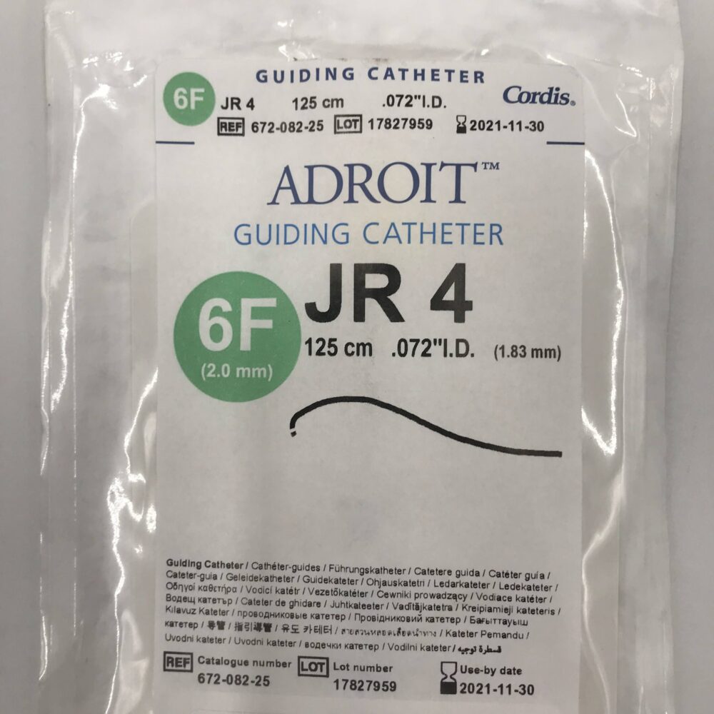 Cordis 672-082-25 Adroit Guiding Catheter JR 4, 6F 125cm (x) – GB TECH USA