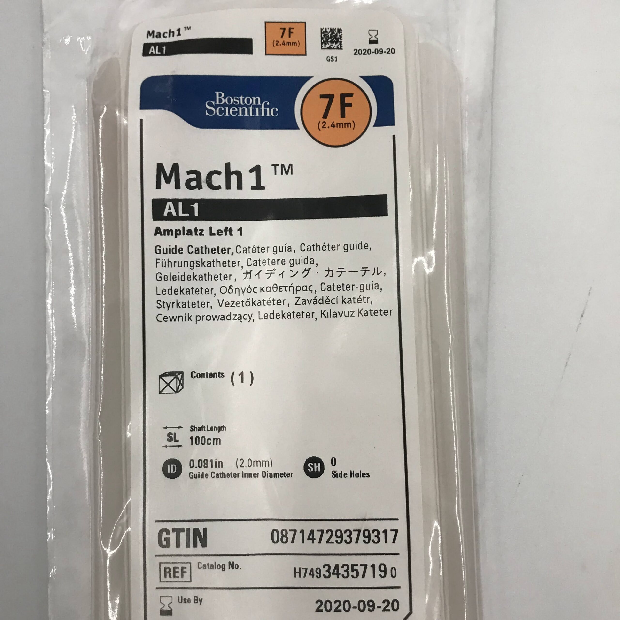 Boston Scientific 3435719 Mach1 AL1 Amplatz Left 1 Guide Catheter, 7F ...