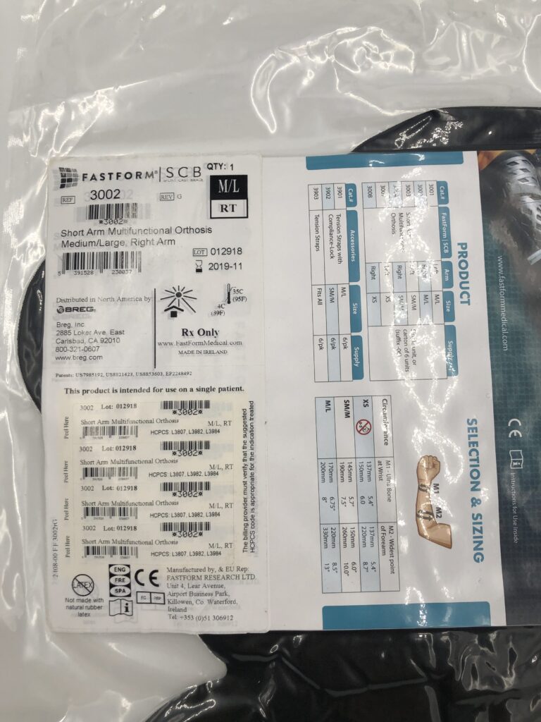 BREG 3002 FastForm SCB Short Arm Multifunctional Orthosis Med/Lg, Right ...