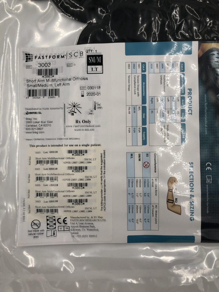 BREG 3003 FastForm SCB Short Arm Multifunctional Orthosis Sm/Med, Left ...
