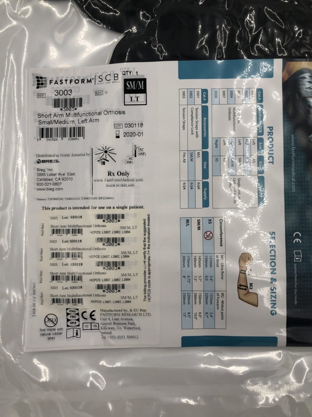 BREG 3003 FastForm SCB Short Arm Multifunctional Orthosis Sm/Med, Left ...