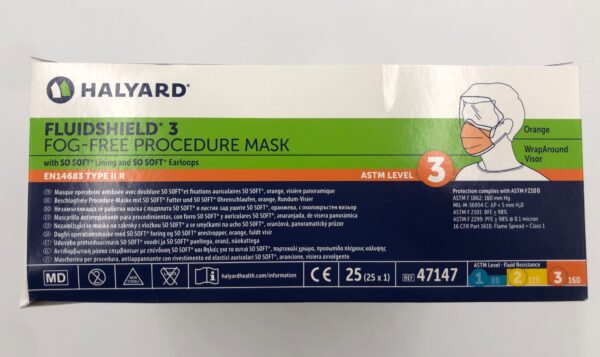 HALYARD 47147 Fluidshield 3 Fog-Free Procedure Mask w/so Soft Lining ...
