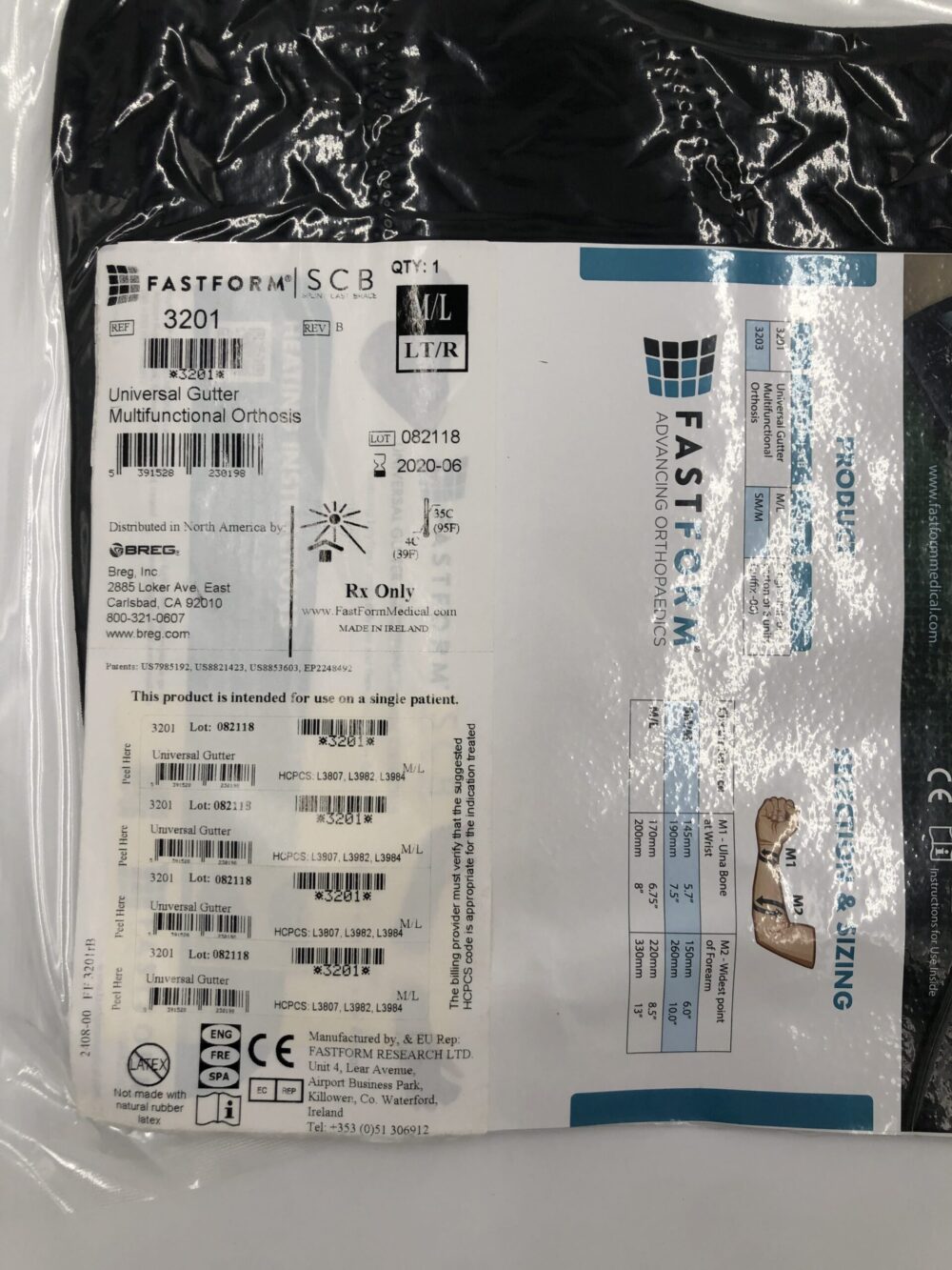 BREG 3201 FastForm SCB Universal Gutter Multifunctional Orthosis M/L ...