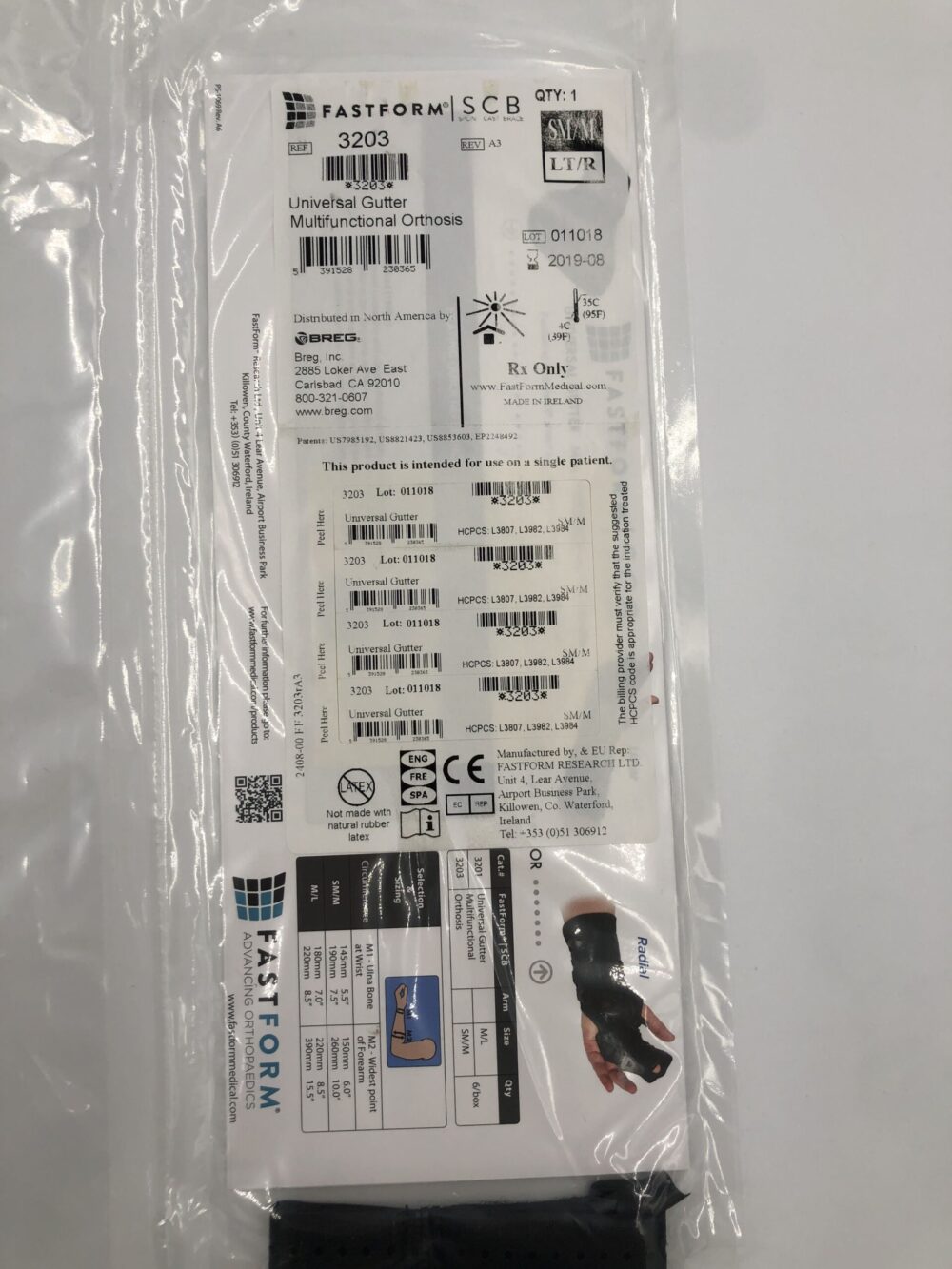 BREG 3203 FastForm SCB Universal Gutter Multifunctional Orthosis SM/M ...