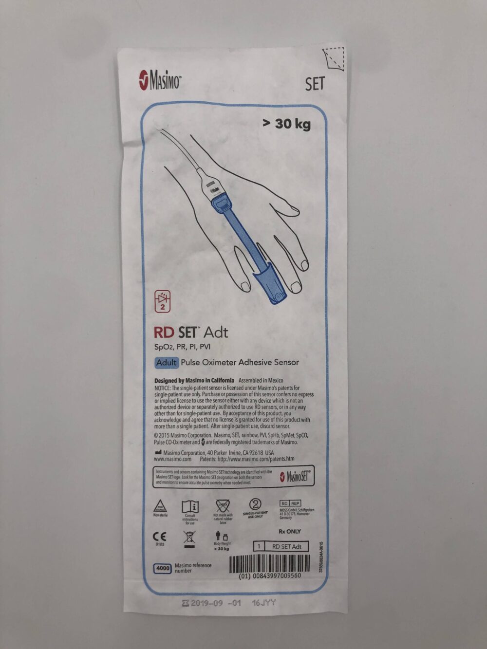 MASIMO 4000 RD SET Adt SpO2 Adult Pulse Oximeter Adhesive Sensor >30kg ...