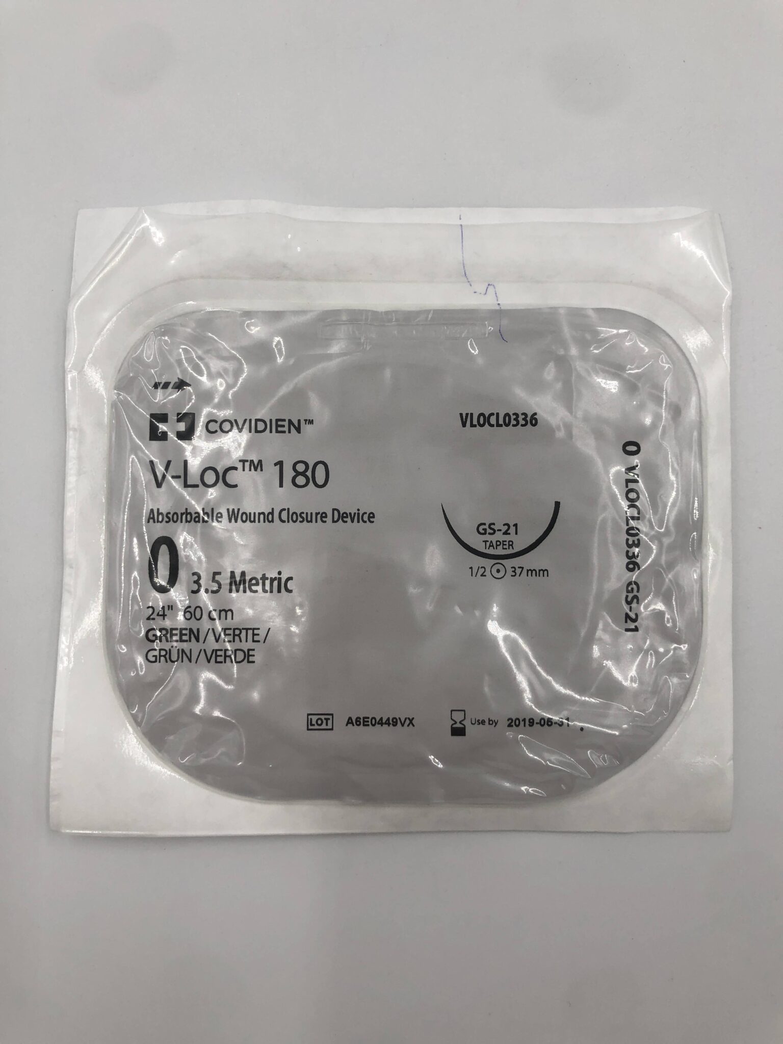 COVIDIEN VL0CL0336 V-LOC 180 Absorbable Wound Closure Device 0, Green ...