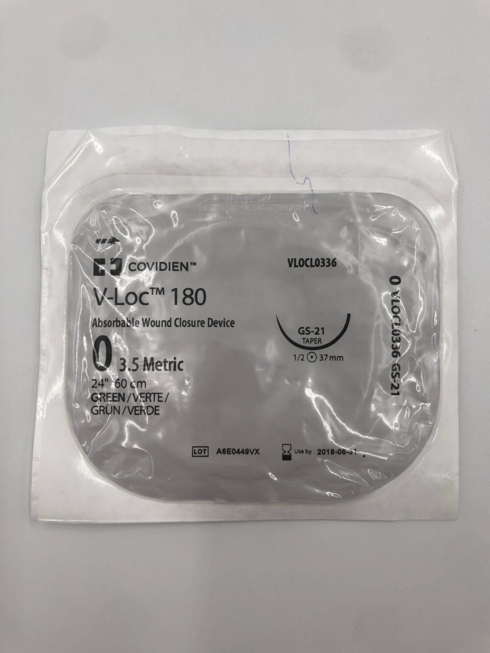 COVIDIEN VL0CL0336 V-LOC 180 Absorbable Wound Closure Device 0, Green ...