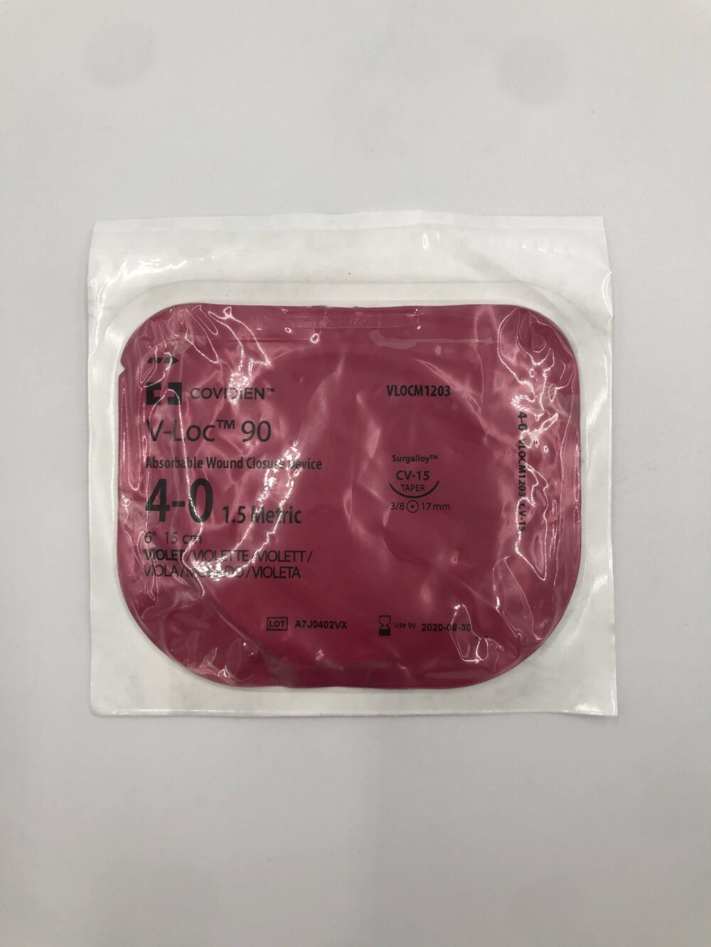 COVIDIEN VL0CM1203 V-Loc 90 Absorbable Wound closure Device 4-0, Violet ...