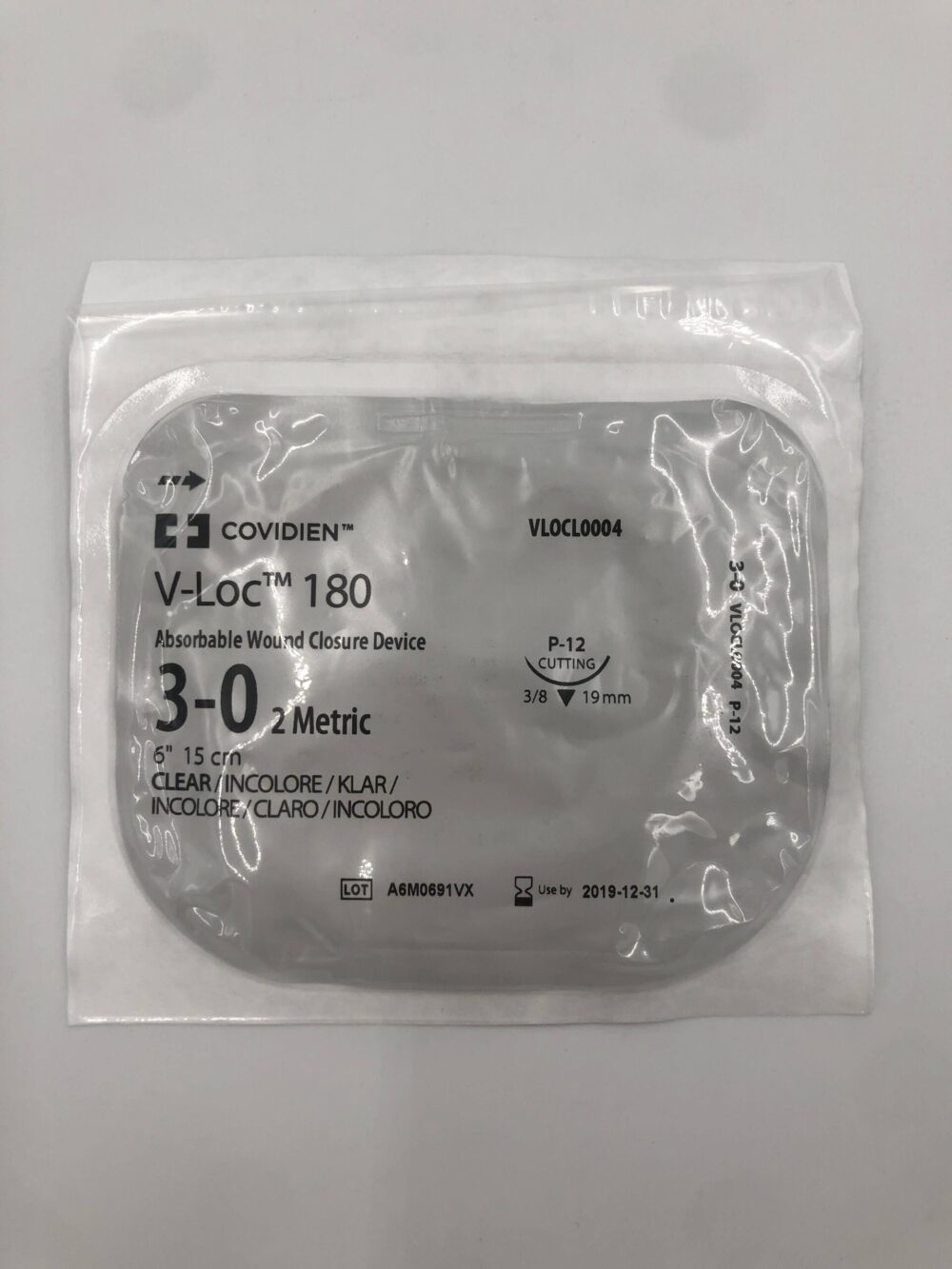 COVIDIEN VL0CL0004 V-Loc 180 Absorbable Wound Closure Device 3-0, Clear ...